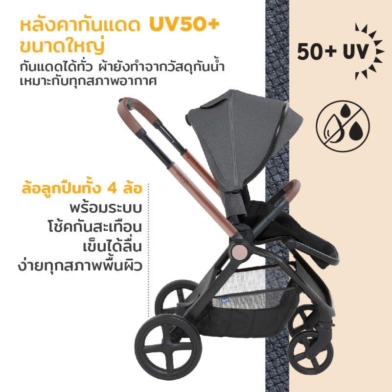Chicco Mysa Stroller Black Satin รถเข็นเด็ก - chicco