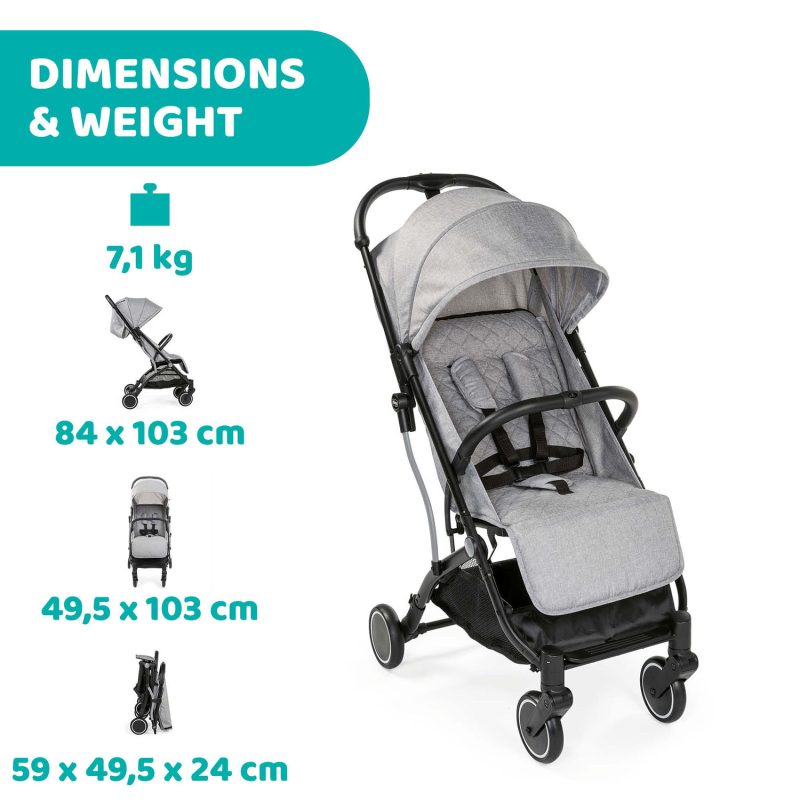 Chicco Trolley Me Stroller-Light Grey รถเข็นเด็กพับง่าย - chicco